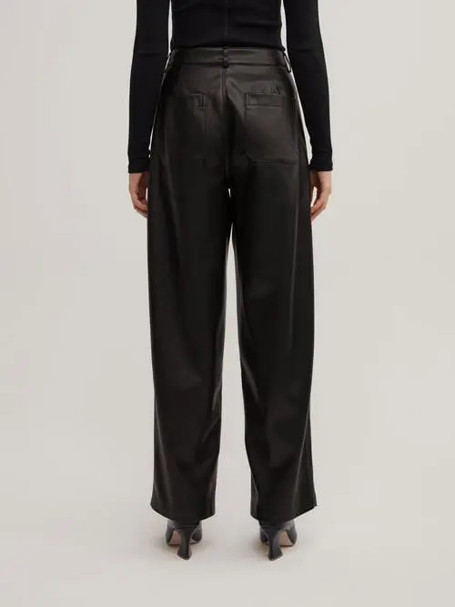 Witchery Faux Leather Barrel Trouser - Black