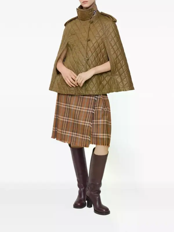 Burberry Shearling Collar Quilted Cotton Heath Cape