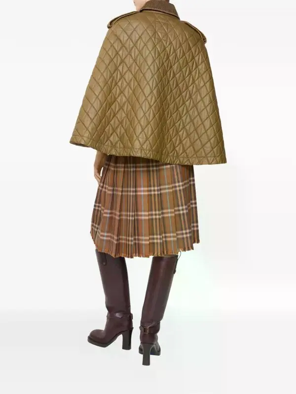 Burberry Shearling Collar Quilted Cotton Heath Cape