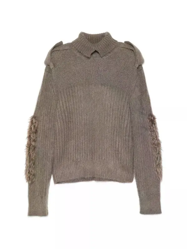 Burberry Epaulette-detail Faux-fur Trim Sweater