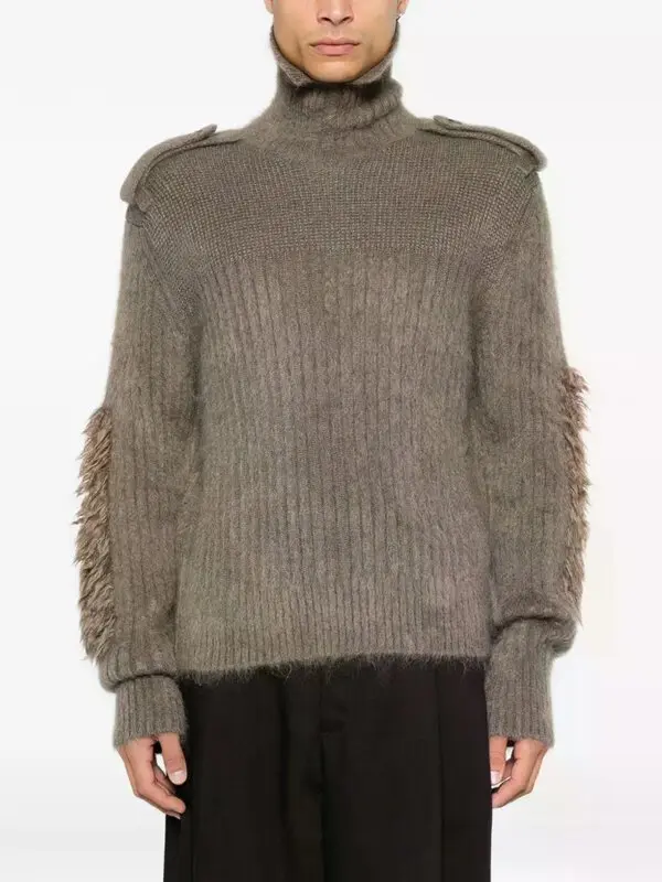 Burberry Epaulette-detail Faux-fur Trim Sweater