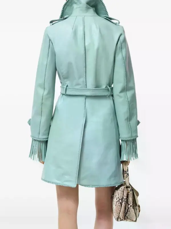 Burberry Short Fringed Leather Car Coat