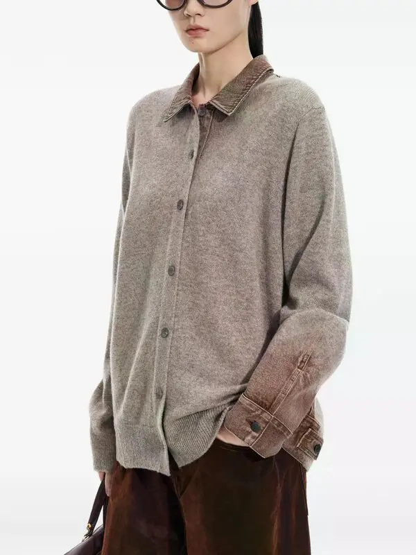JNBY Denim-patchwork Cardigan