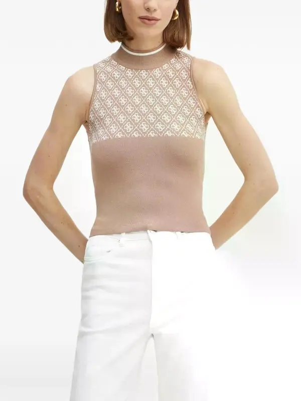 Guess Patterned High-neck Top - Neutrals