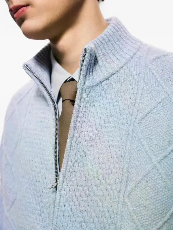 CROQUIS Cable-knit Zip-up Cardigan