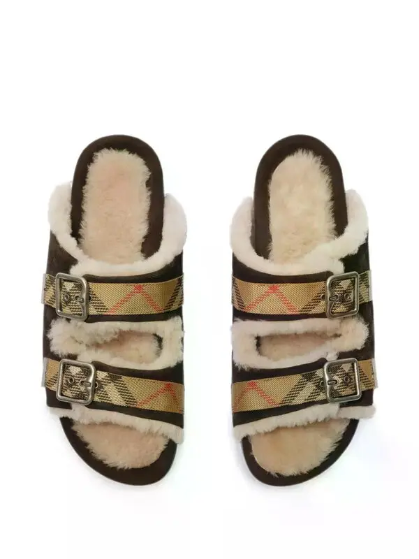 Burberry Check Shearling Urchin Sandals