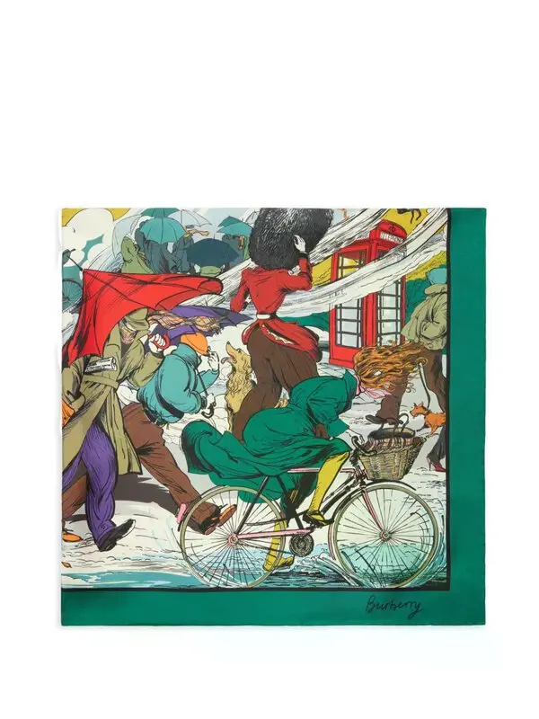 Burberry Raining Cats And Dogs​ Silk Scarf