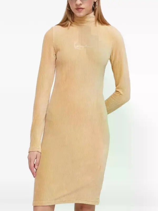 KARL KANI Logo Ribbed Dress - Neutrals