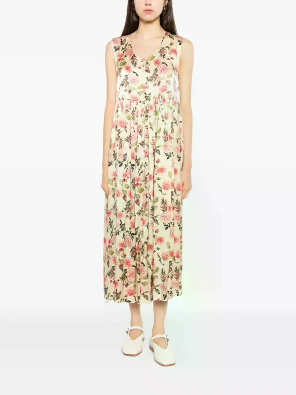 A TENTATIVE ATELIER Floral Printed Button Dress - Neutrals