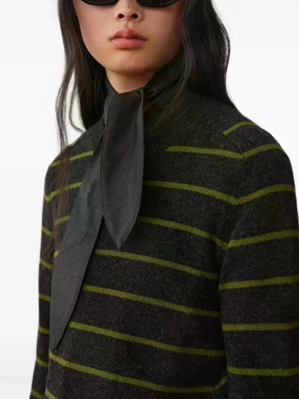 LESS Striped Raglan-sleeve Sweater