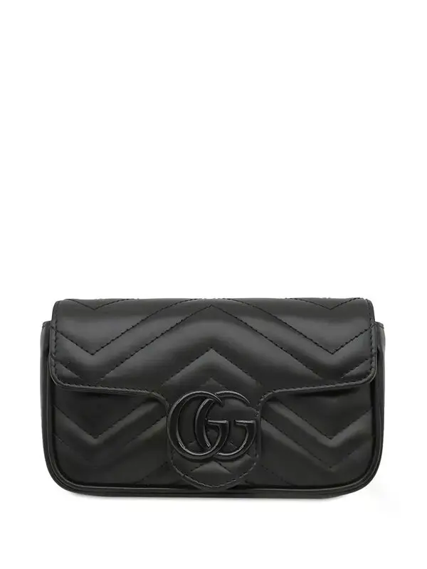 Gucci 2016-2026 Gg Marmont Matelasse Calfskin Monochrome Chain Belt Bag - Black