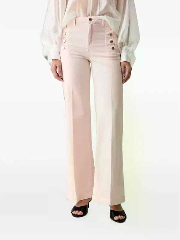 VICOLO Button-detail Wide-leg Jeans