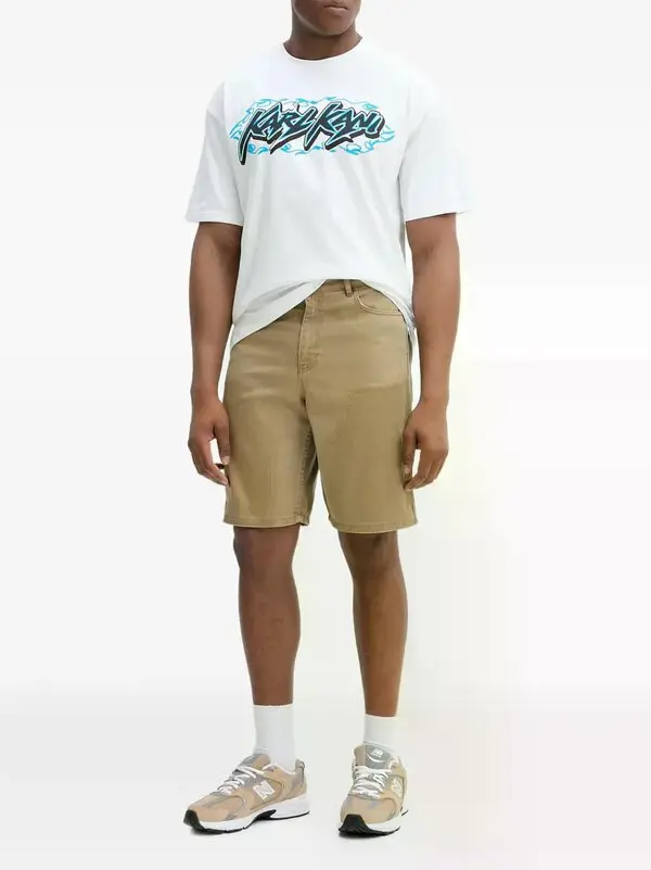 KARL KANI Embroidered Patch Shorts - Neutrals