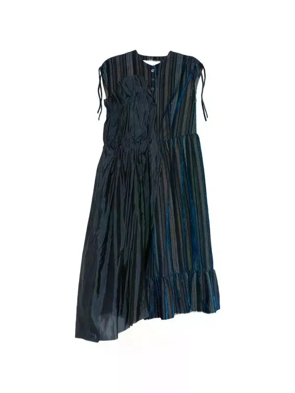 A TENTATIVE ATELIER Asymmetric Pleat Drapy Gather Dress - Blue