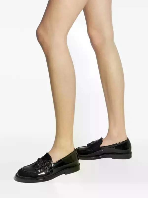 Agl Crystal-embellished Patent Leather Loafers