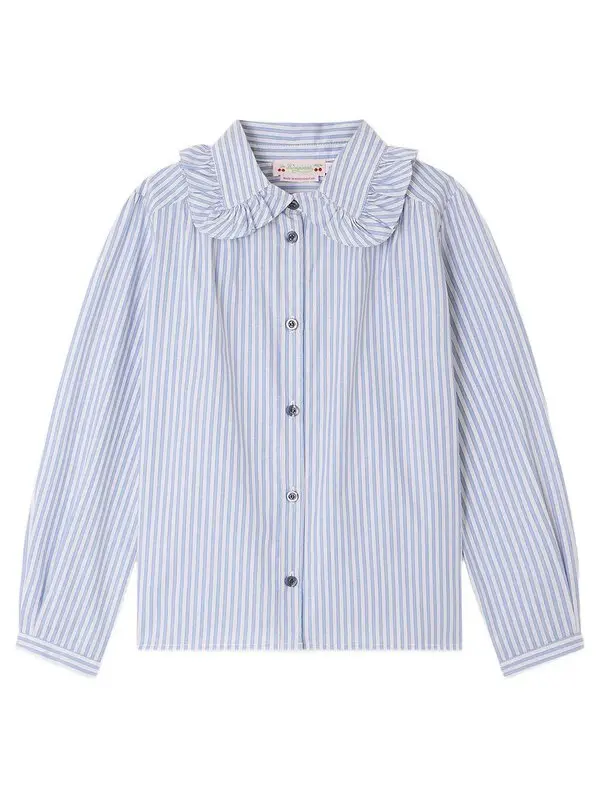 Bonpoint Mayles Striped Blouse With Ruffled Collar