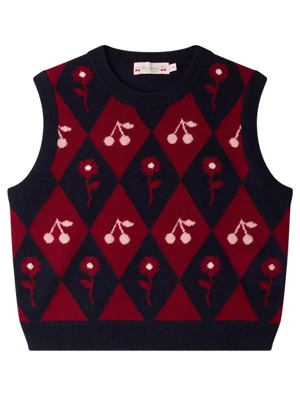 Bonpoint Maelle Sleeveless Sweater With Cherries