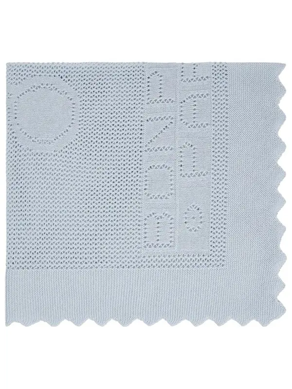 Bonpoint Shawl In A Cotton And Wool Blend - Blue