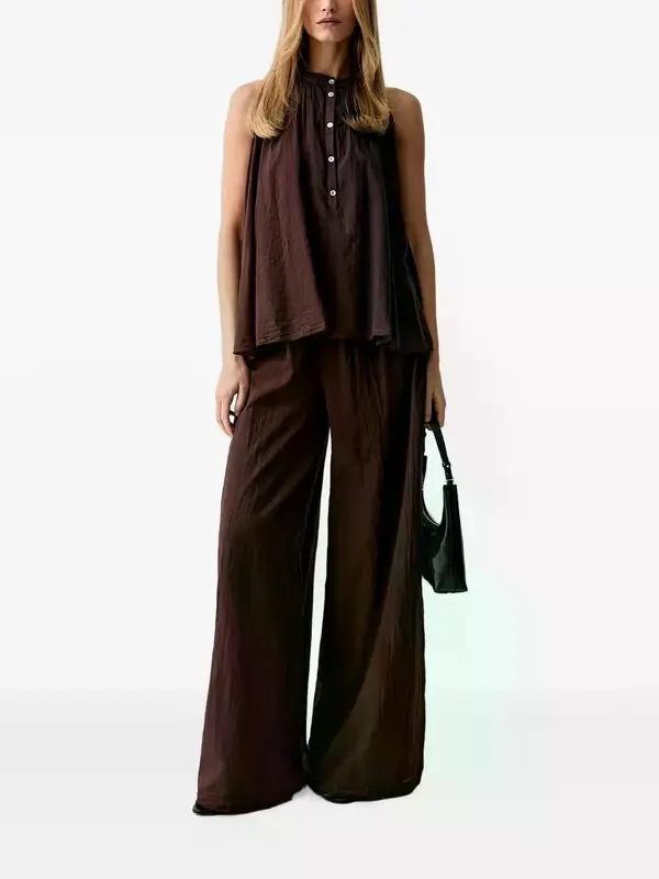 VICOLO Crew-nwck Button-fastening Blouse