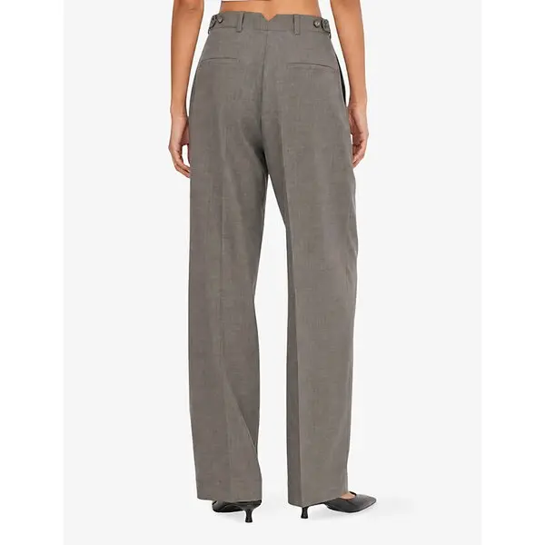 The Kooples Wide Mid-rise Wool-blend Trousers
