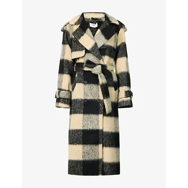 4TH & RECKLESS Carey Check Long Woven Coat