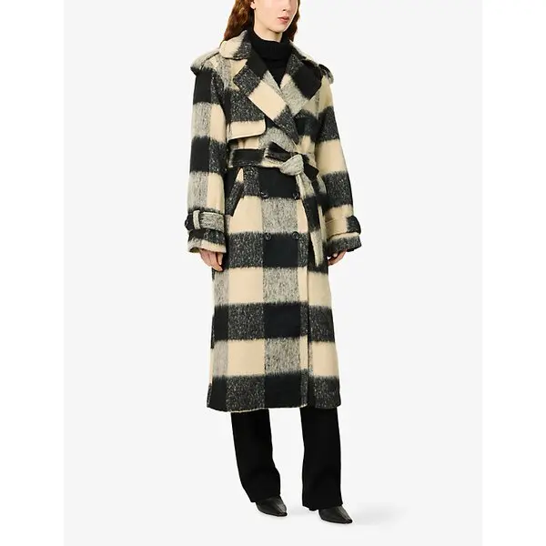 4TH & RECKLESS Carey Check Long Woven Coat