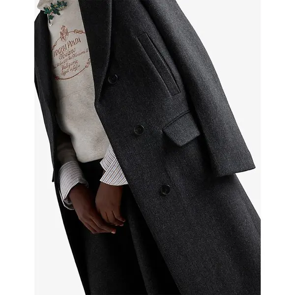 Prada Flared Zip-front Wool Midi Skirt