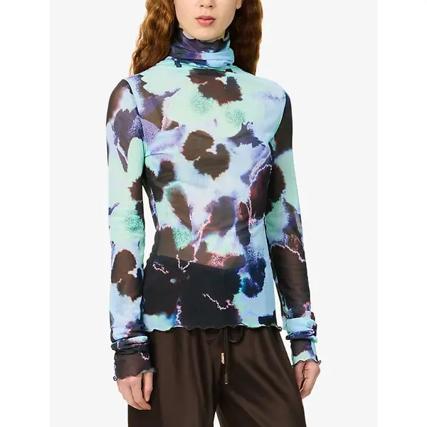 RAT AND BOA Sole Floral Mesh Top