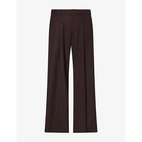 Nn07 Kay Pleated Wool-blend Trousers - Deep Truffle