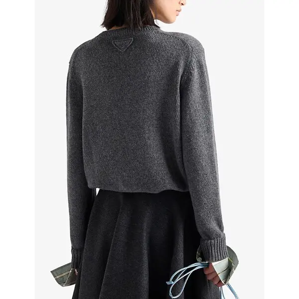 Prada Striped-cuff Relaxed-fit Wool And Cashmere Jumper