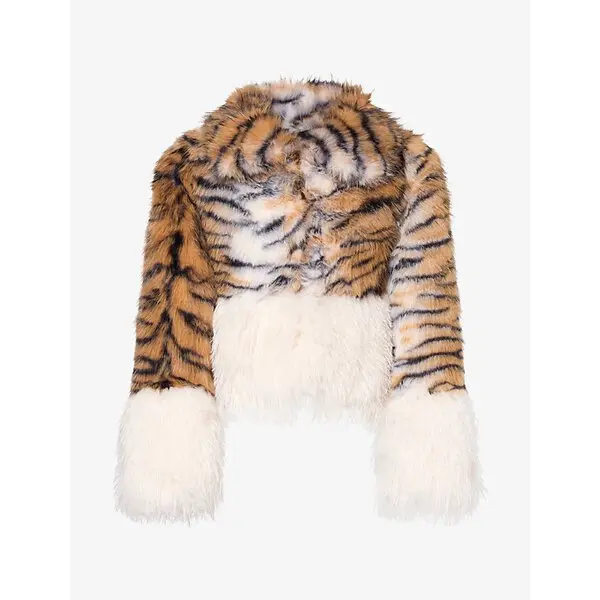 JADED LONDON Ossin Tiger Faux Fur Coat - Multi