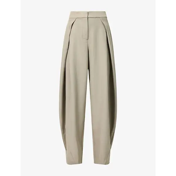THE COUTURE CLUB Pleated Barrel-leg Woven Trousers