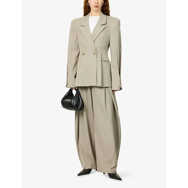 THE COUTURE CLUB Pleated Barrel-leg Woven Trousers