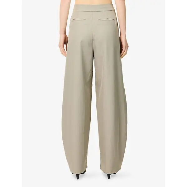 THE COUTURE CLUB Pleated Barrel-leg Woven Trousers