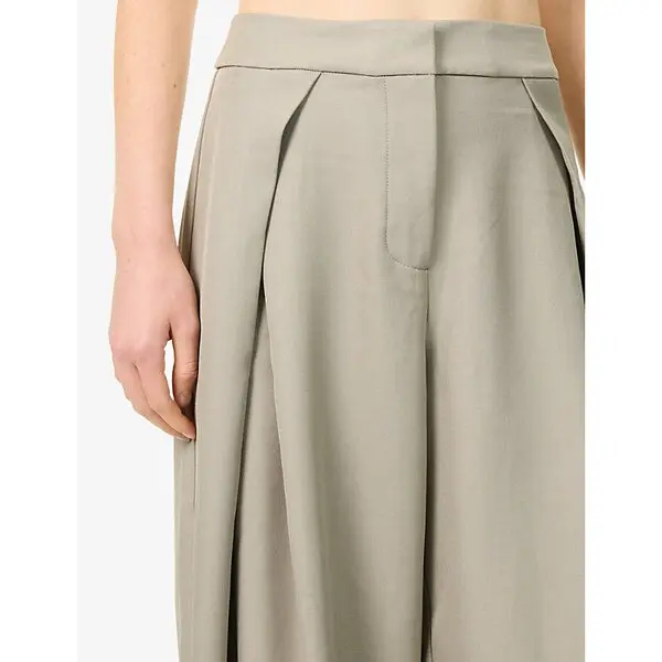 THE COUTURE CLUB Pleated Barrel-leg Woven Trousers