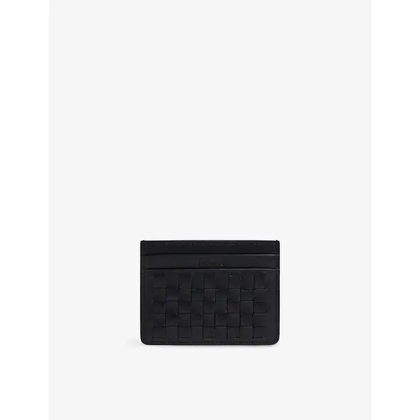 Sandro Braided Leather Card Holder - Black