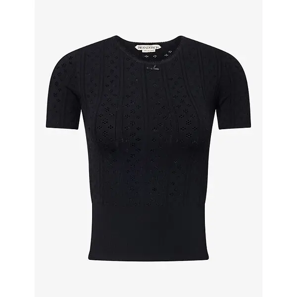 JW Anderson Pointelle Knit T-shirt - Black