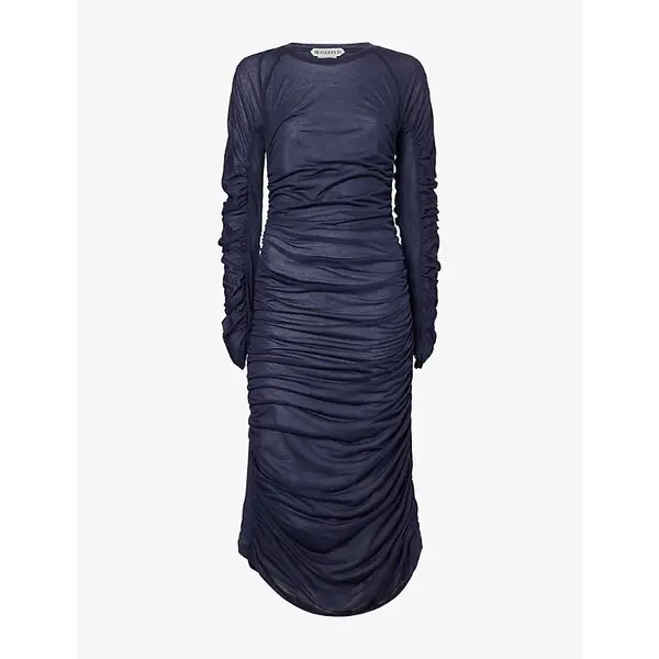 JW Anderson Ruched Sheer Jersey Midi Dress
