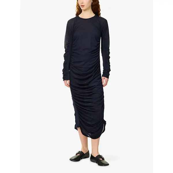 JW Anderson Ruched Sheer Jersey Midi Dress