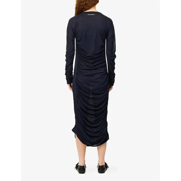 JW Anderson Ruched Sheer Jersey Midi Dress