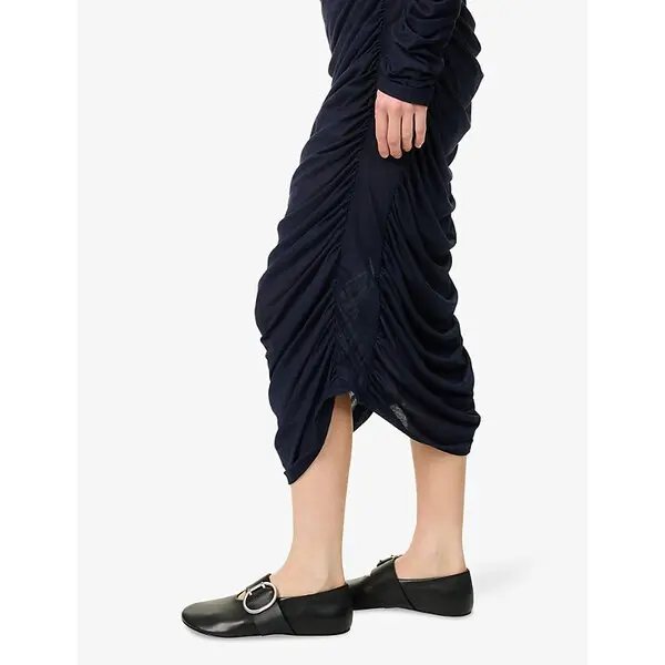 JW Anderson Ruched Sheer Jersey Midi Dress