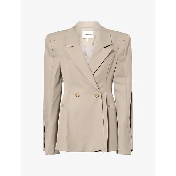 THE COUTURE CLUB Curved Sleeve Double-breasted Woven Blazer