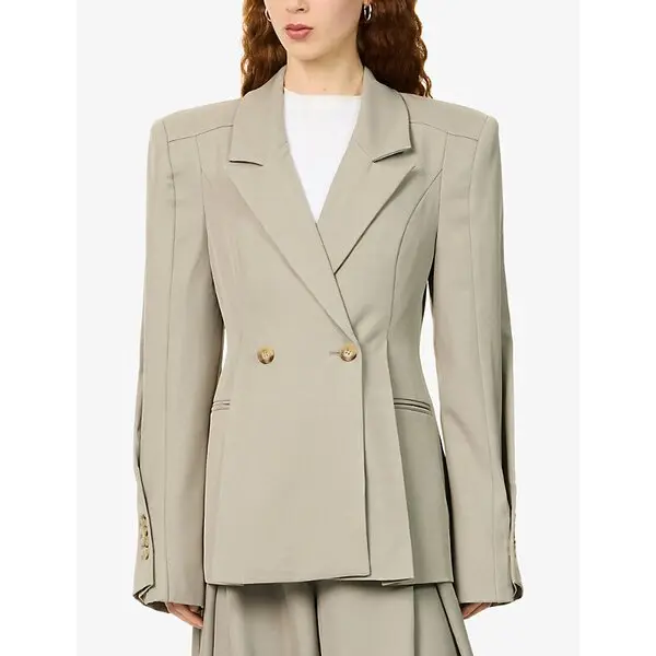 THE COUTURE CLUB Curved Sleeve Double-breasted Woven Blazer