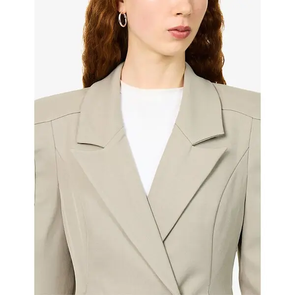 THE COUTURE CLUB Curved Sleeve Double-breasted Woven Blazer