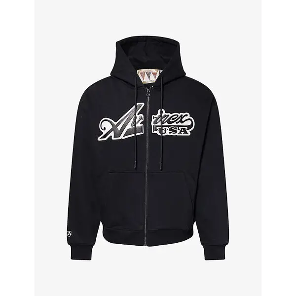 AVIREX Script Brand-embroidered Cotton Hoody