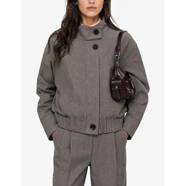 The Kooples Short Funnel-neck Wool-blend Jacket
