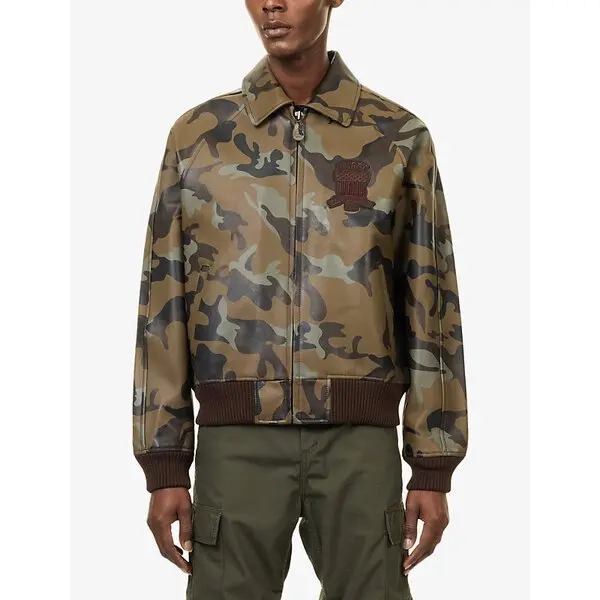 AVIREX Icon Brand-motif Leather Jacket