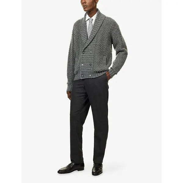 Dunhill Donegal Shawl-collar Cashmere Cardigan