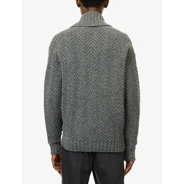 Dunhill Donegal Shawl-collar Cashmere Cardigan