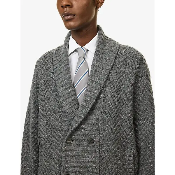 Dunhill Donegal Shawl-collar Cashmere Cardigan